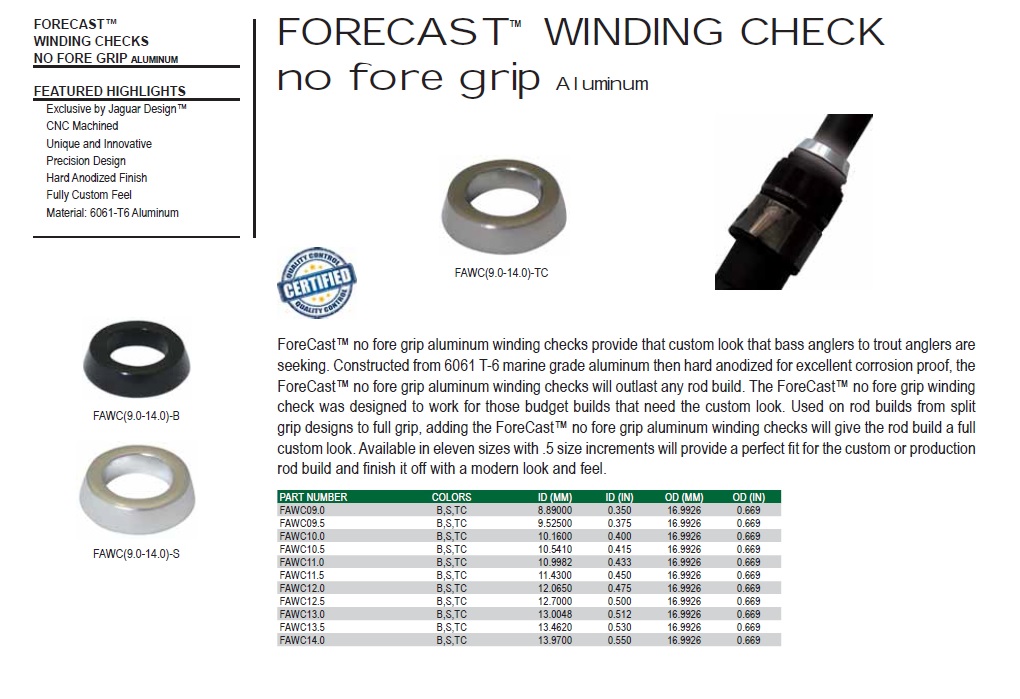 Batson Forecast No Fore Grip Aluminum Winding Checks